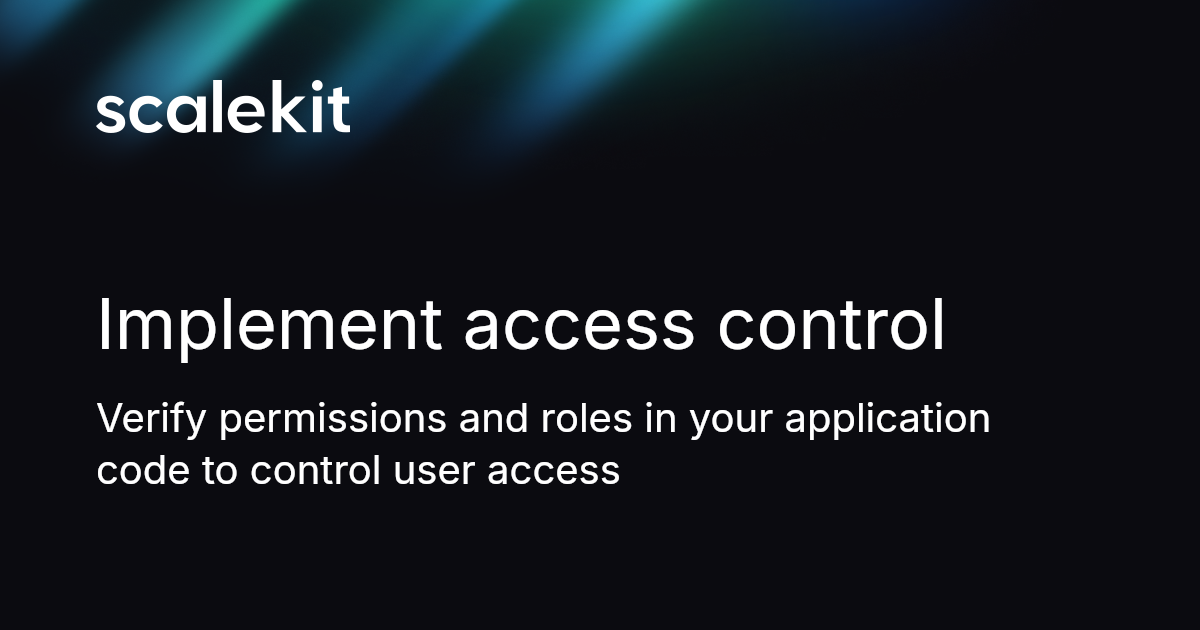 Implement access control | Scalekit Docs