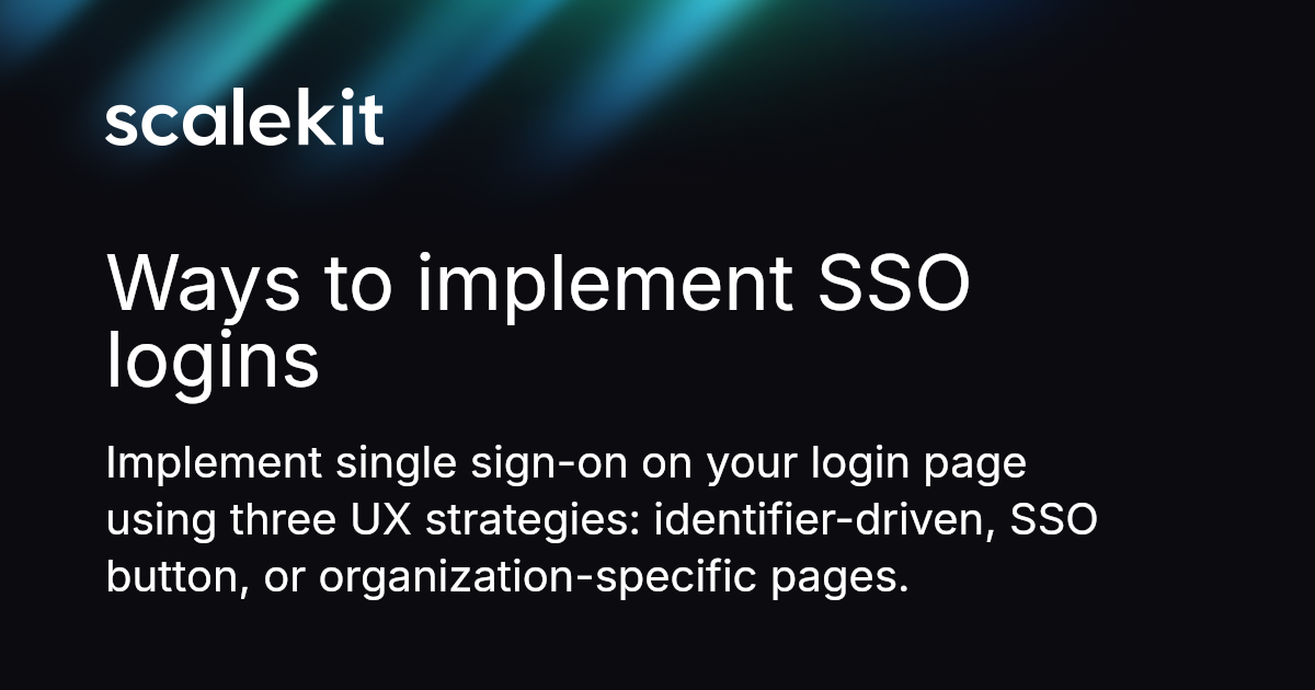 Add SSO to login page Scalekit Docs